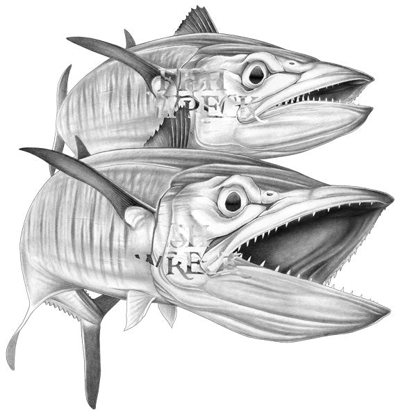 Dual Spanish Mackerel Boat Decals, Fishing Stickers - Fishwreck